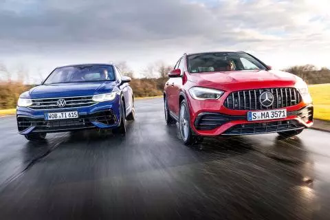 Volkswagen Tiguan R un Mercedes-AMG GLA 35 salīdzinājums