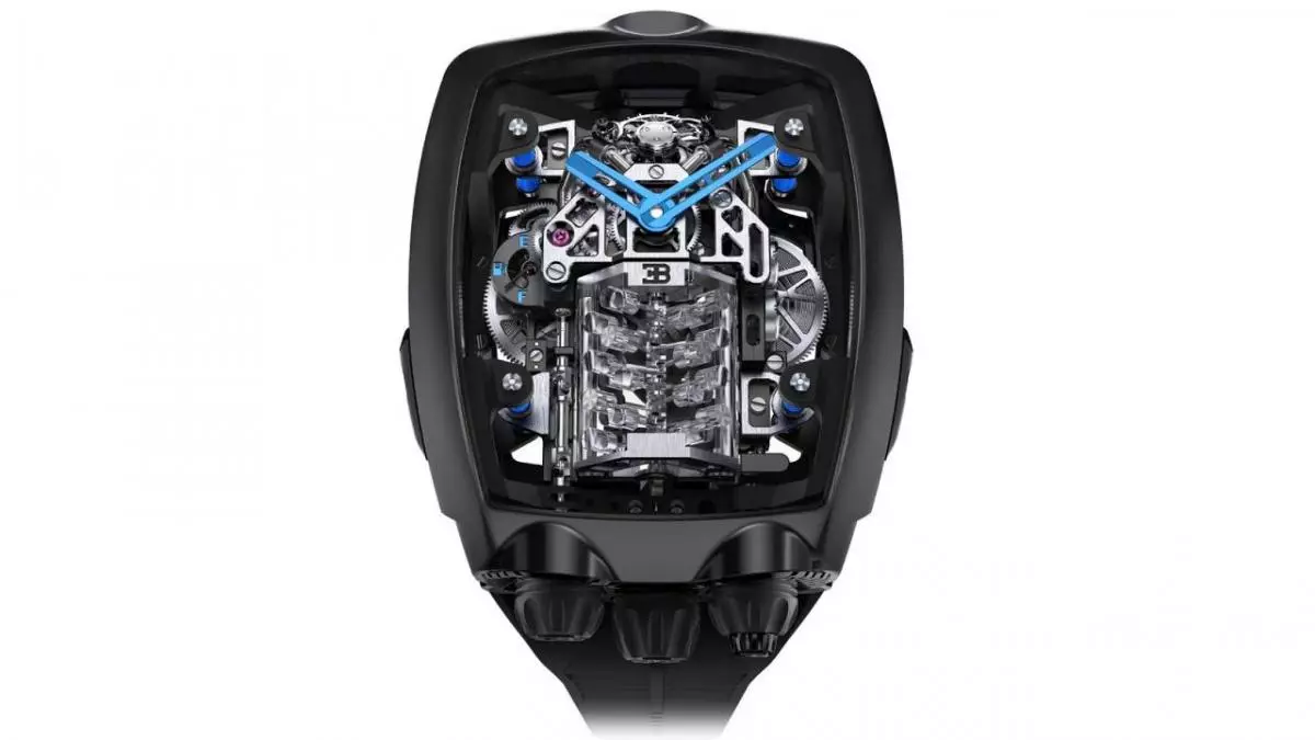 Jacob & Co's Bugatti Chiron Tourbillon ur har en lille W16 motor