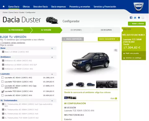 Dacia configurator