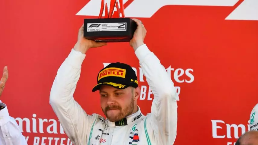 Valtteri Bottas på pallen i Spanien