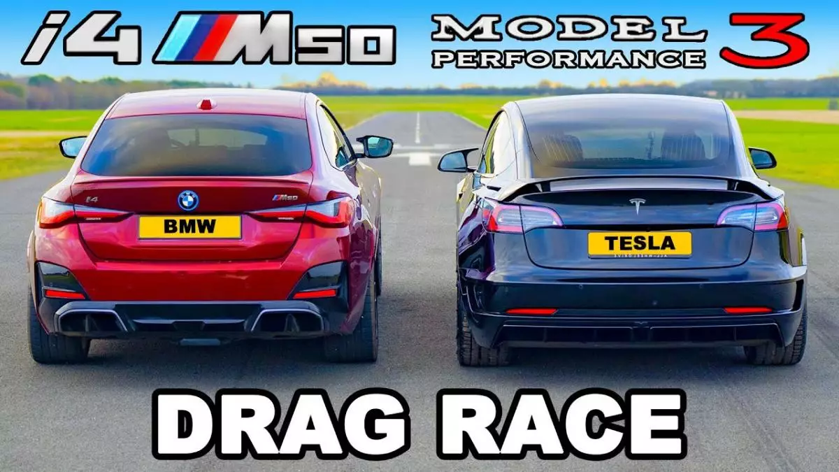 Elektromos Drag Race: BMW i4 M50 vs. Tesla Model 3 Performance